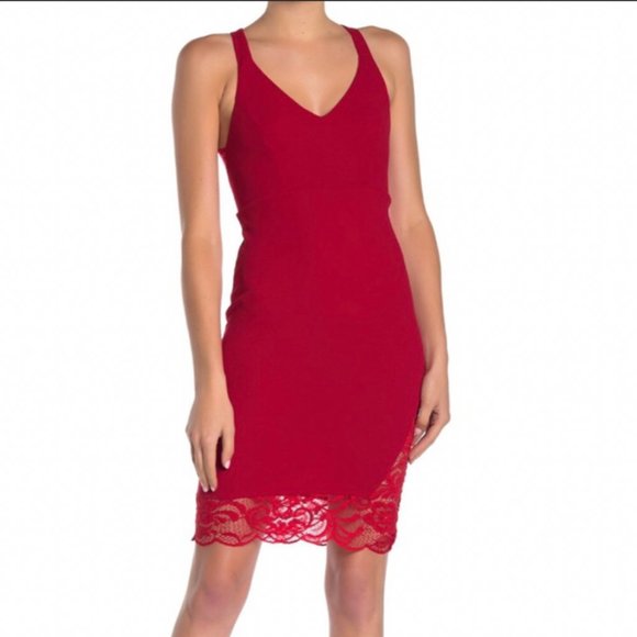 Velvet Torch | Dresses | Nwt Velvet Torch Red Lace Racerback Sheath ...